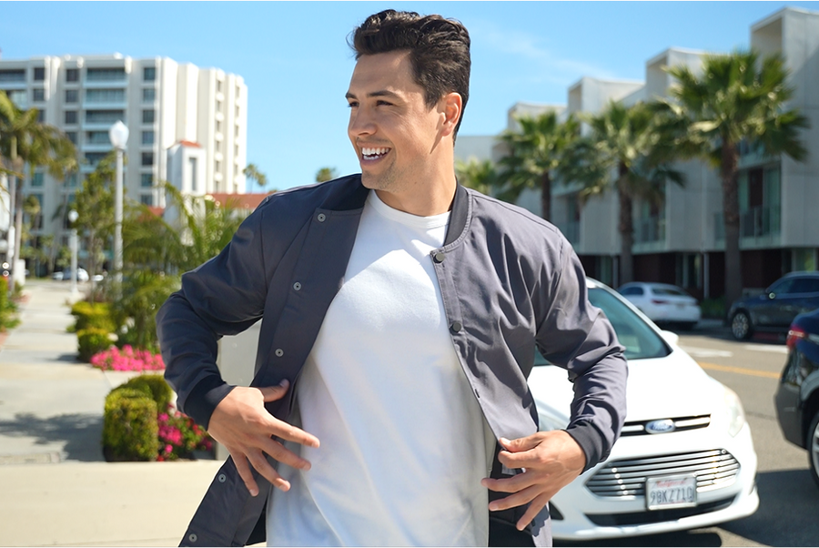 Men's lightweight bomber jacket with snaps, black – Claim Defame