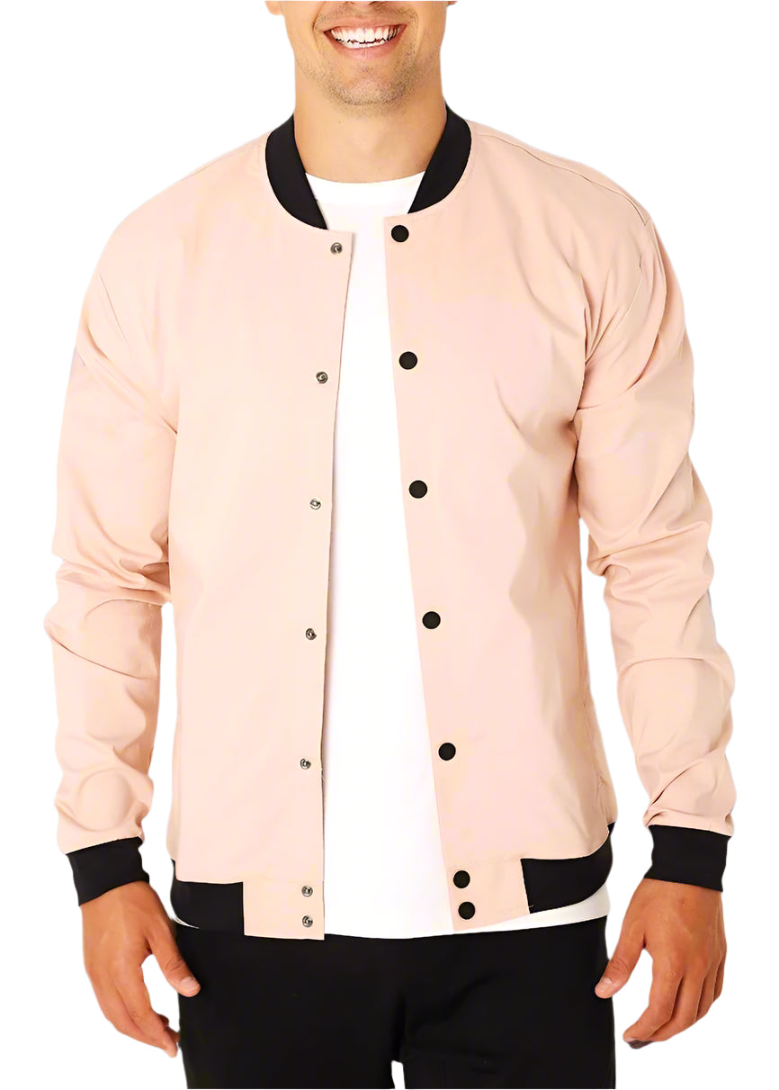 Men's lightweight bomber jacket with snaps, light pink rose – Claim Defame