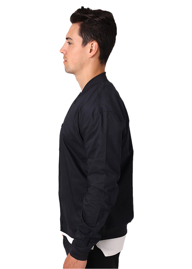 Men's lightweight bomber jacket with snaps, black – Claim Defame