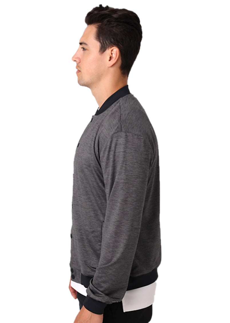 Men's lightweight bomber jacket with snaps, dark heather grey – Claim ...