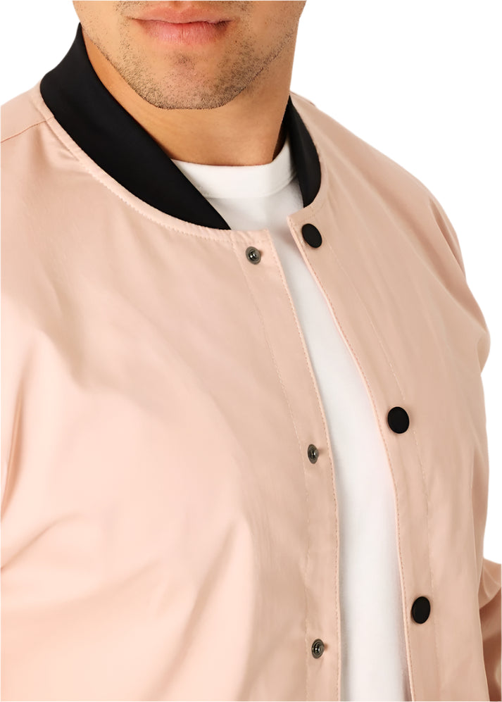 Men's lightweight bomber jacket with snaps, light pink rose – Claim Defame