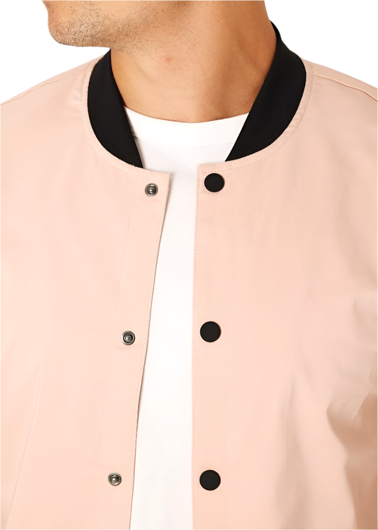 Men's lightweight bomber jacket with snaps, light pink rose – Claim Defame