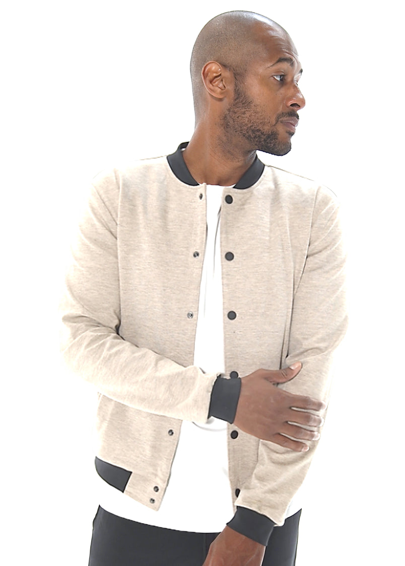 Men's lightweight bomber jacket with snaps, tan brown heather – Claim ...