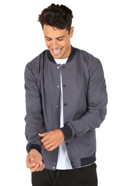 Men's lightweight bomber jacket with snaps, dark grey – Claim Defame